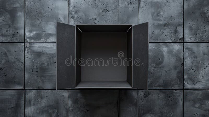 Minimalist Black Box with Open Lid - Empty Container for Storage or ...
