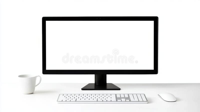 A Sleek Modern Desktop Setup Features an Empty Black Monitor. the ...