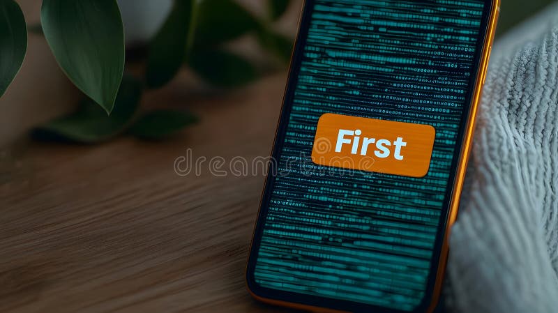 A Modern Mobile Phone Displaying the Privacy First Logo Against a High ...