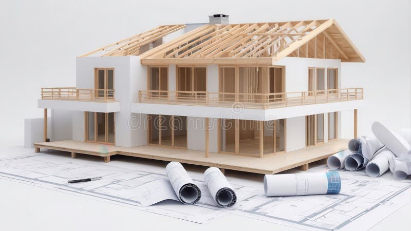 A Detailed Architectural Model of a Modern House Under Construction ...