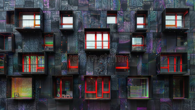 Psychedelic Building Facade with a Marbled, Iridescent Design in Purple ...