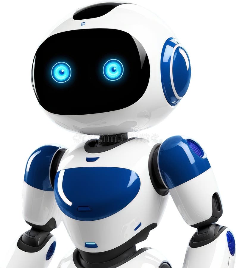 Futuristic Blue and White Robot Character Ideal for Technology and ...