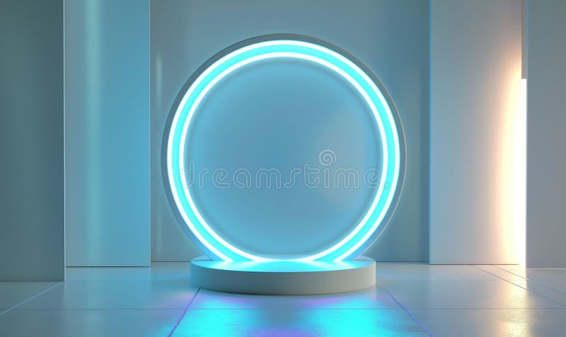 Modern Circular Glowing Display Platform in a Minimalist Room with ...