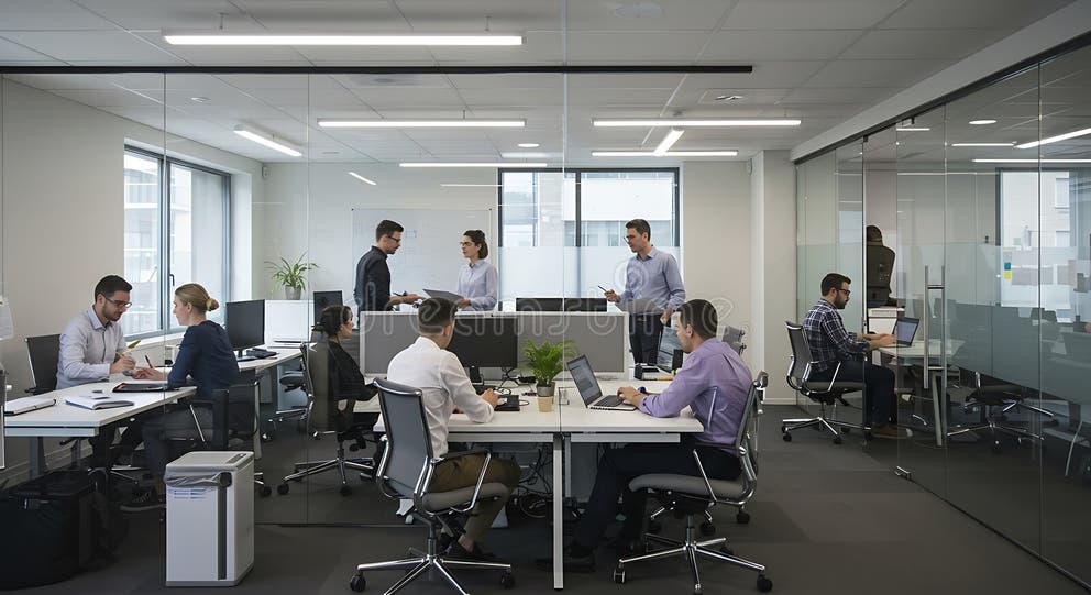 Modern Office Workspace: Collaborative Teamwork and Productivity Stock ...