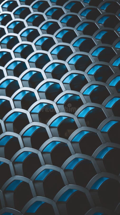 Closeup of Modern Geometric Pattern with Metallic Frames and Blue ...