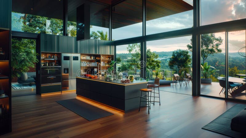 Modern Home Studio with Panoramic Window, Chill and Cooking Corner ...