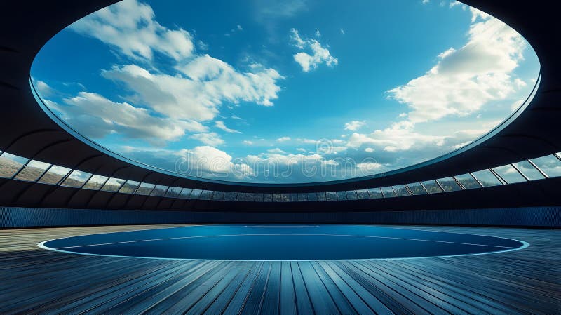 Modern Arena with Skylight and Wooden Floor Indoor Stadium Design Stock ...