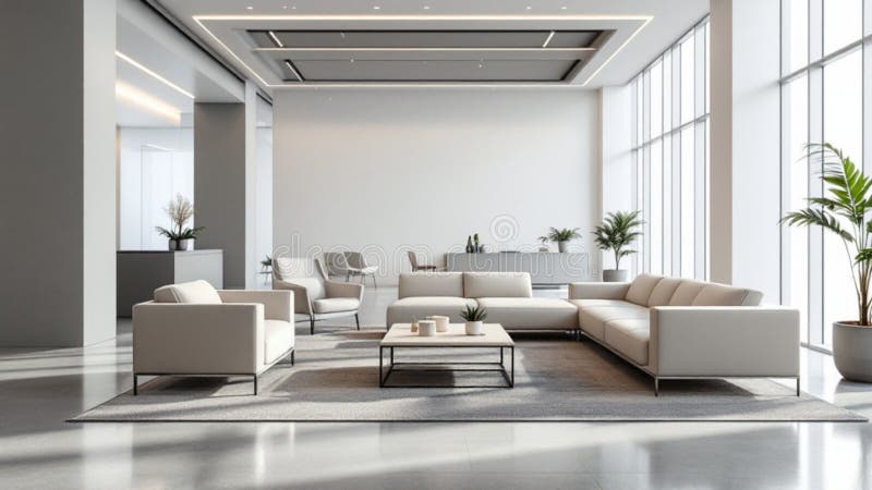 Modern Lobby Setting with Comfortable Lounge Seating for Waiting Rooms ...