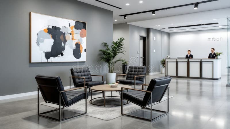 Modern Lobby Setting with Comfortable Lounge Seating for Waiting Rooms ...