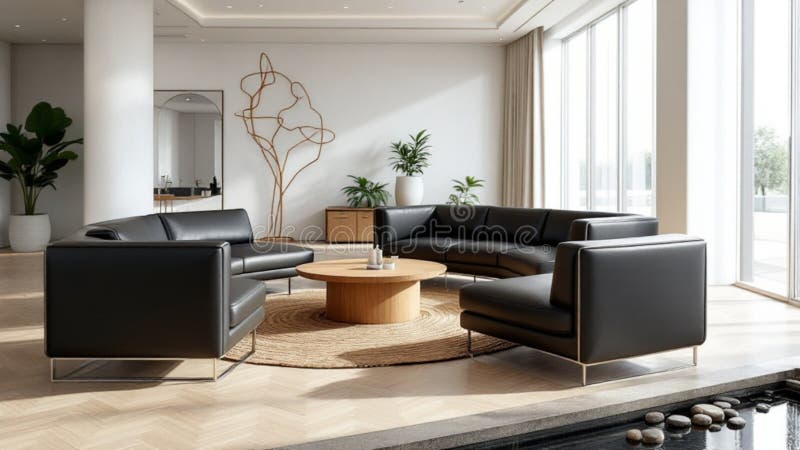 Modern Lobby Setting with Comfortable Lounge Seating for Waiting Rooms ...