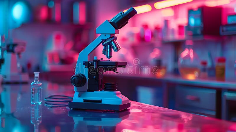 Bright Color Laboratory Microscope Stock Illustration - Illustration of ...