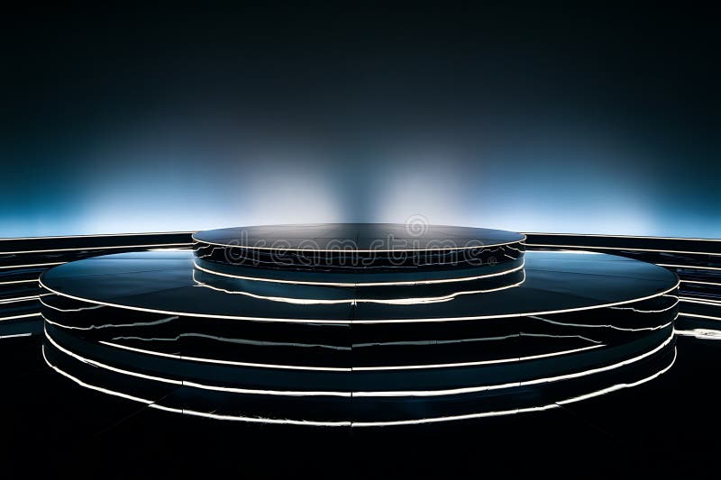 Elegant Black Circular Stage with Subtle Lighting Stock Illustration ...