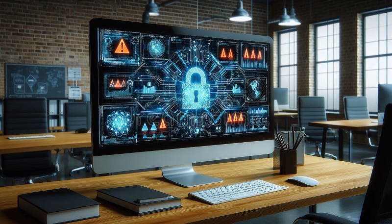 Advanced Security Technology in Modern Office Stock Illustration ...