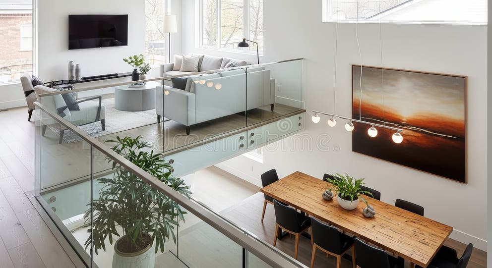 Modern Open Concept Home Interior Design Overview Stock Illustration ...