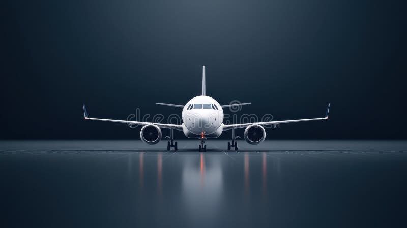 A Modern Passenger Aircraft Front View Displaying Sleek Design and ...