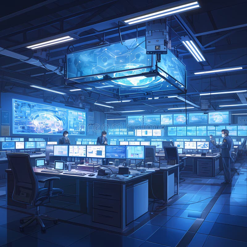 Security Control Room with Multipoke Computer. Ai Generative Stock ...
