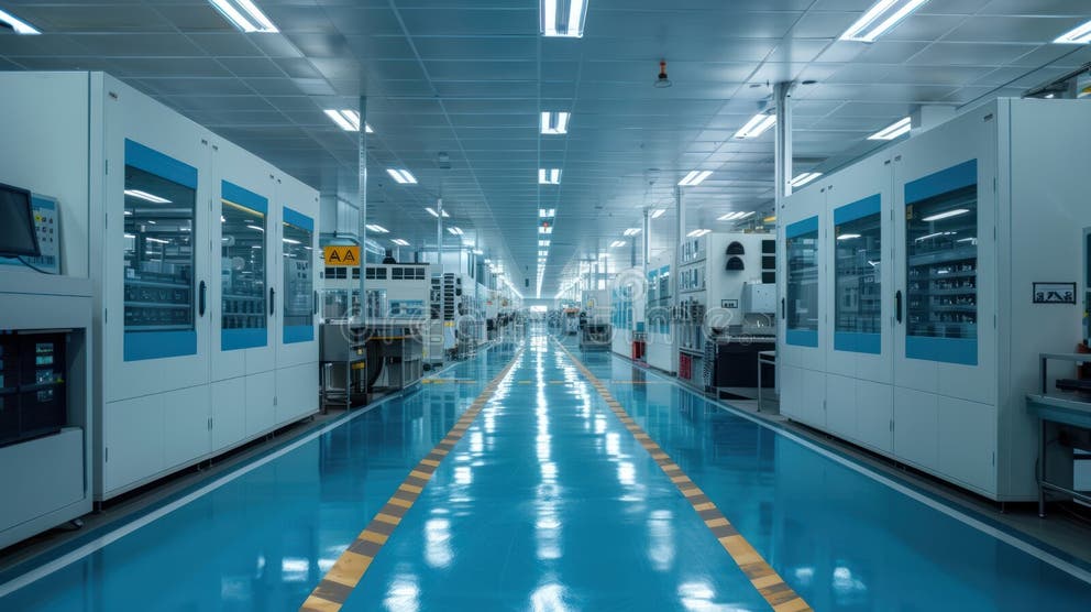 Modern Semiconductor Fabrication Plant: Clean & Organized Production ...
