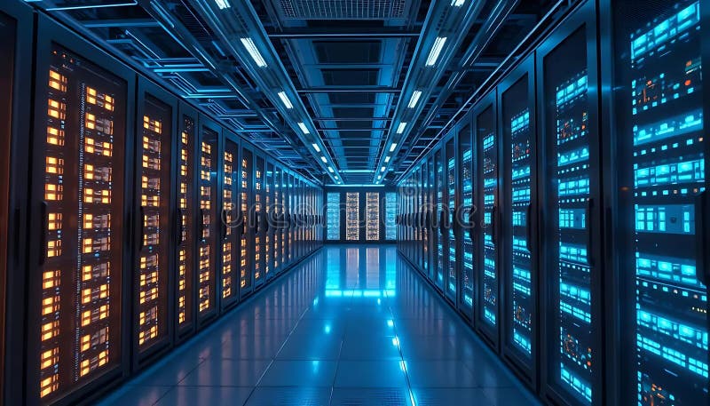 Digital Server Room: a Glimpse Inside Stock Illustration - Illustration ...