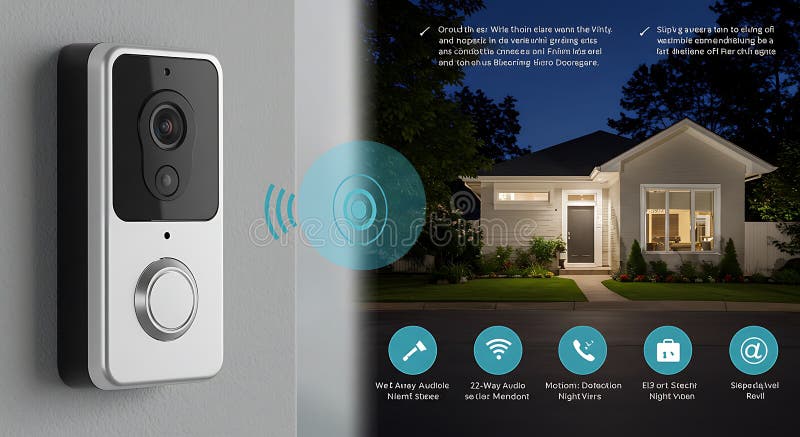 Smart Wireless Video Doorbell with Night Vision and Two-Way Audio Stock ...