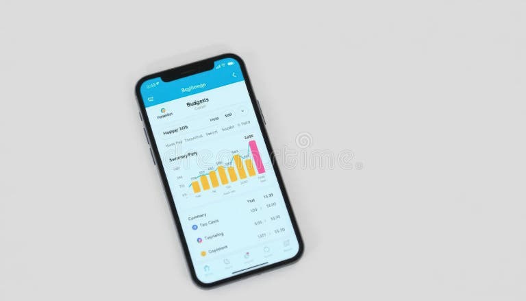 Mobile Budgeting App Interface Displaying Financial Summary and Charts ...