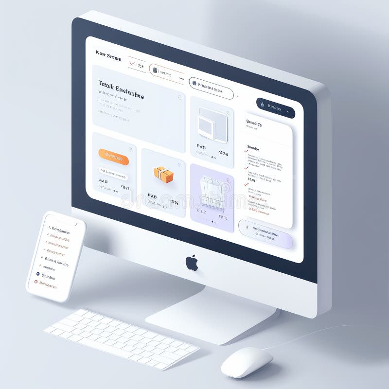 Modern User Interface Design on Desktop and Mobile Screens Stock ...