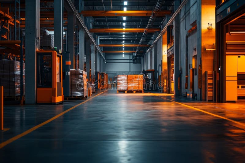 A Spacious Warehouse Filled with Vibrant Lighting and Organized Stock ...