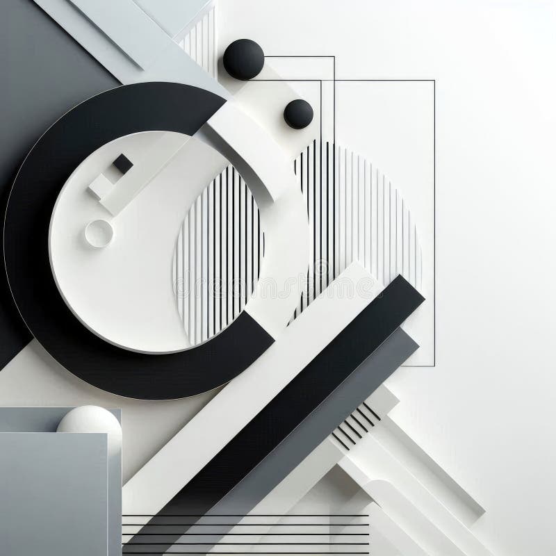 Abstract Geometric Composition with Circles and Lines Stock ...