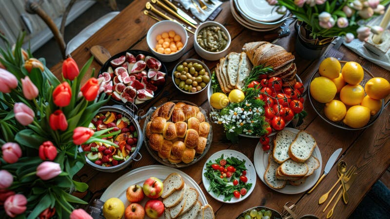 Easter Feast: Delicious Spread on a Festive Table Stock Illustration ...