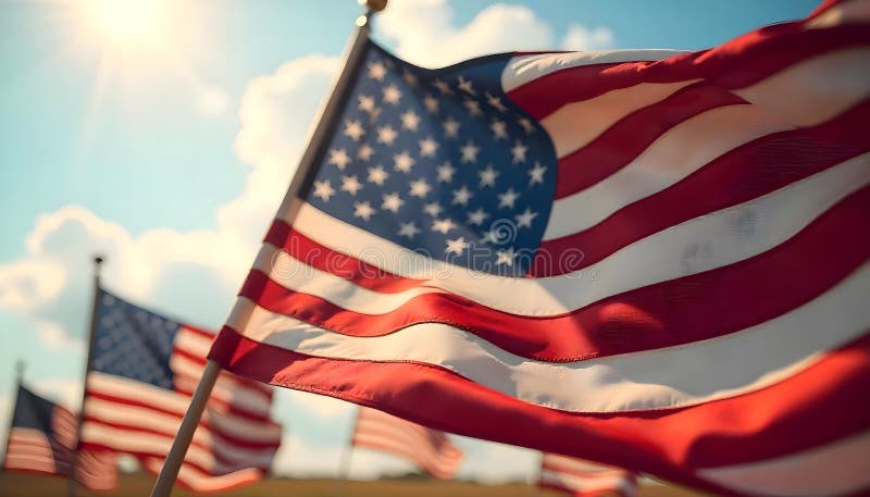 The Image Showcases Multiple American Flags with Stars and Stripes ...