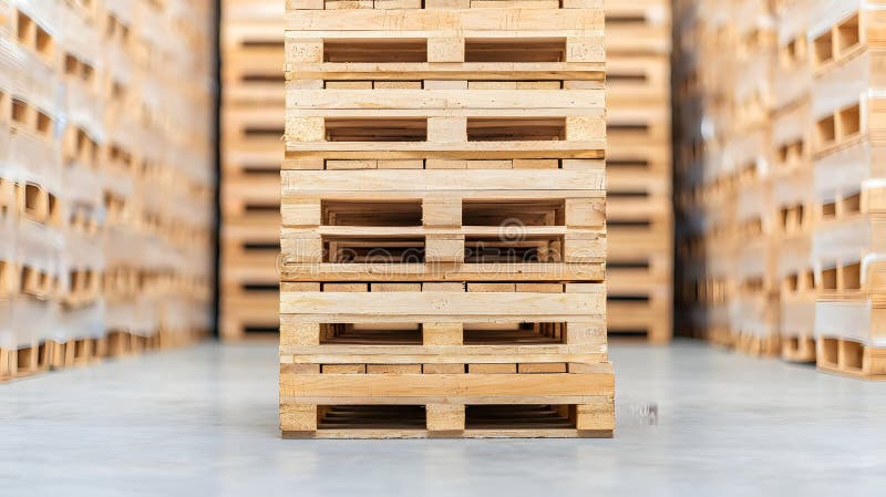 Efficiently Stacked Wooden Pallets Create a Modern Warehouse ...