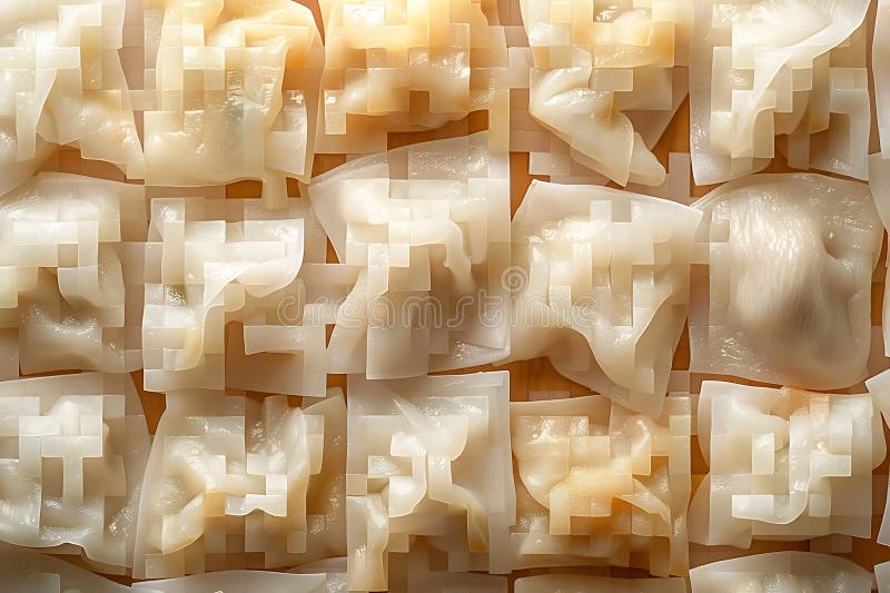 A Collection of Translucent, Cubed Dumplings Stock Illustration ...