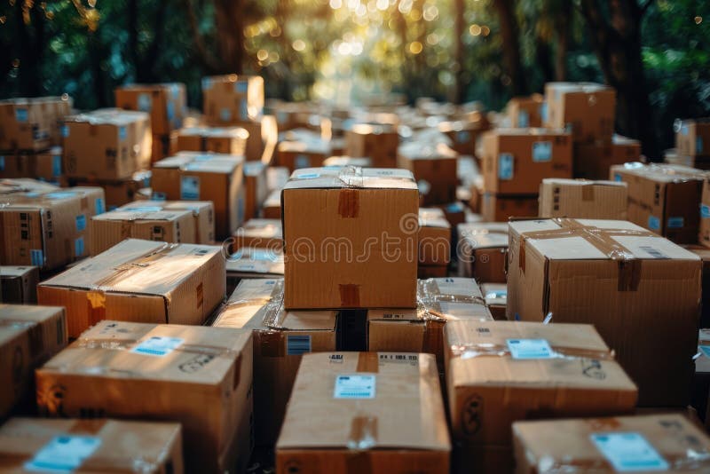 Stack of Recyclable Cardboard Boxes for Shipping and Storage Stock ...