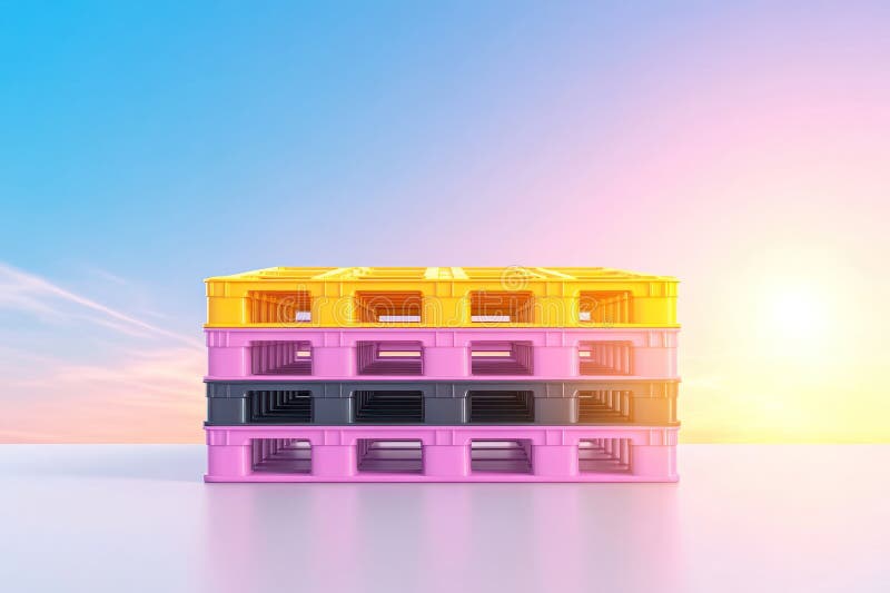 Stacked Industrial Plastic Pallets for Warehouse Storage and Export ...