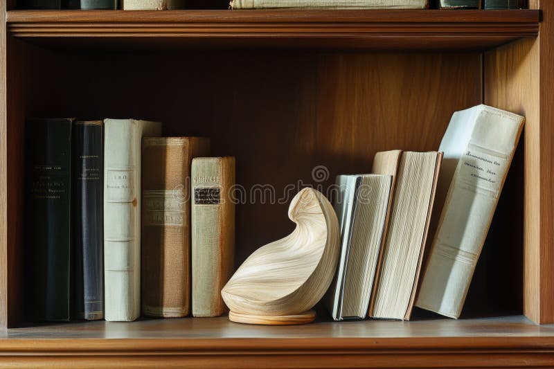 Elegant Bookshelf with Decorative Bookends Stock Illustration ...