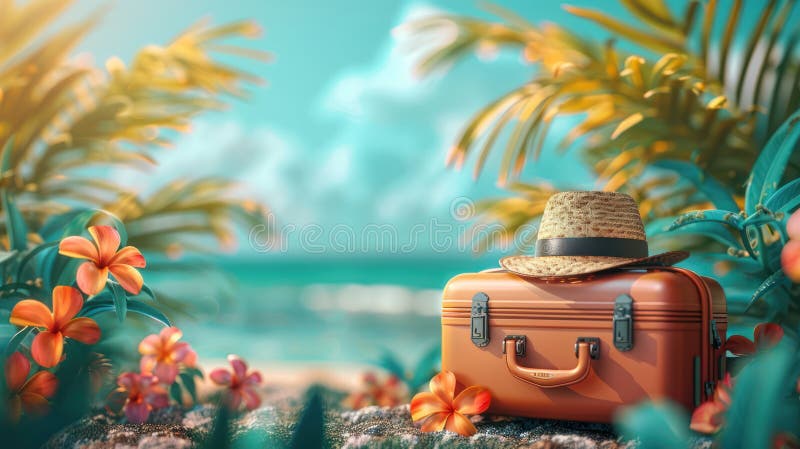 Exotic Vacation Destination: Open Suitcase with Copy Space for Travel ...