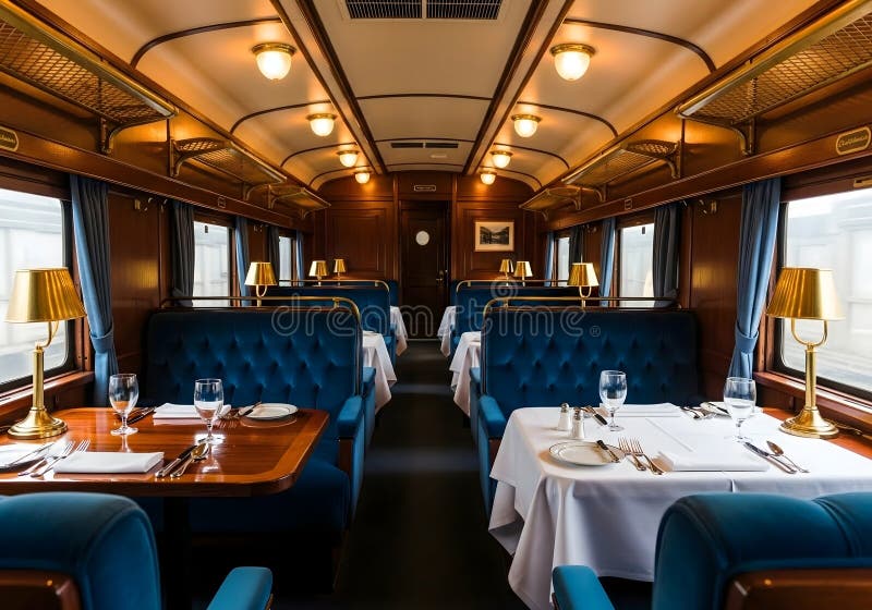 Luxury Train Dining Car Interior Stock Illustration - Illustration of ...