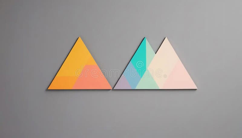 Abstract Geometric Triangle Wall Art - Modern Pastel Color Palette ...