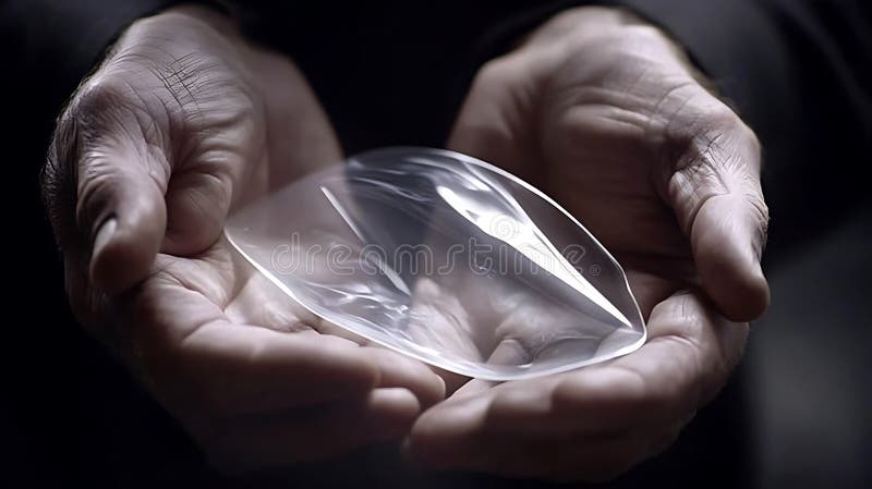 A Pair of Hands Holding a Translucent Plastic Object Stock Illustration ...