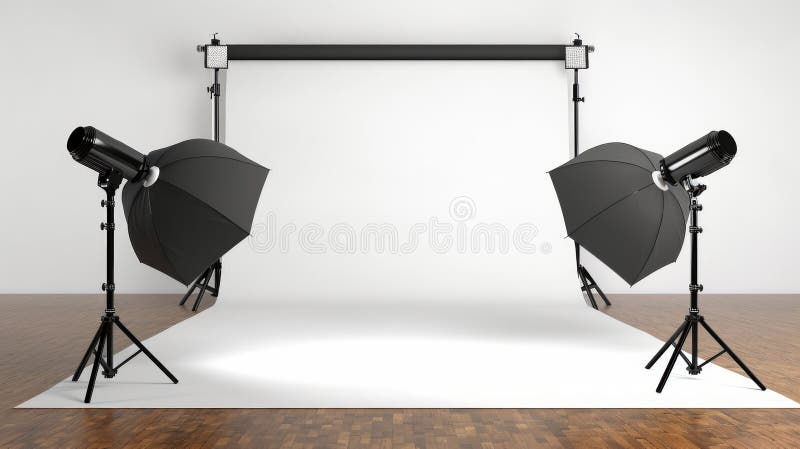 A Modern Photography Studio Setup Featuring Two Softbox Lights and a ...