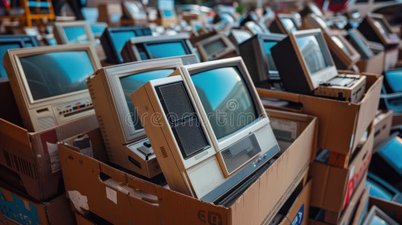 Recycling E-Waste: Cardboard Box of Used Computers and Gadgets for ...