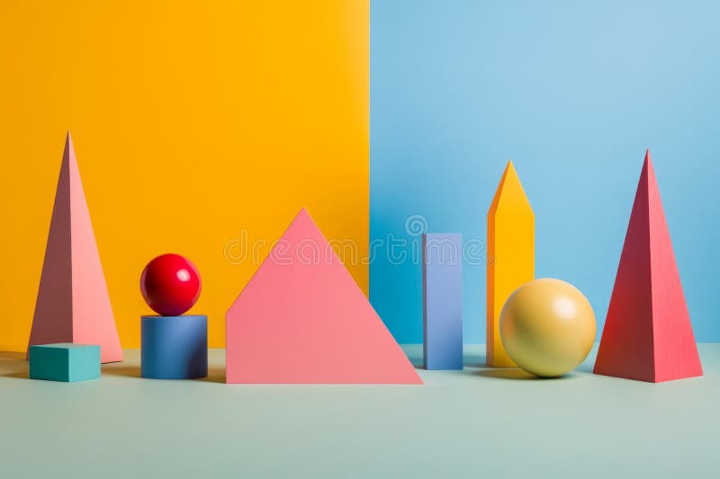 Colorful Geometric Shapes Arrangement Stock Illustration - Illustration ...