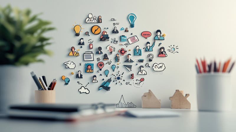 Exploring the Business Model Canvas through Iconography on a White Desk ...