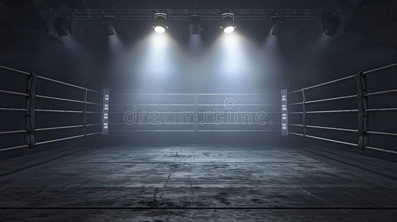 Boxing Ring with Grey Floor Stock Image - Image of facility, articles ...