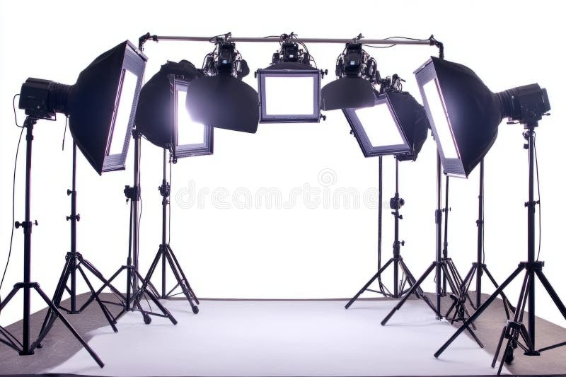 A Bright Photography Studio Setup with Multiple Softbox Lights on ...