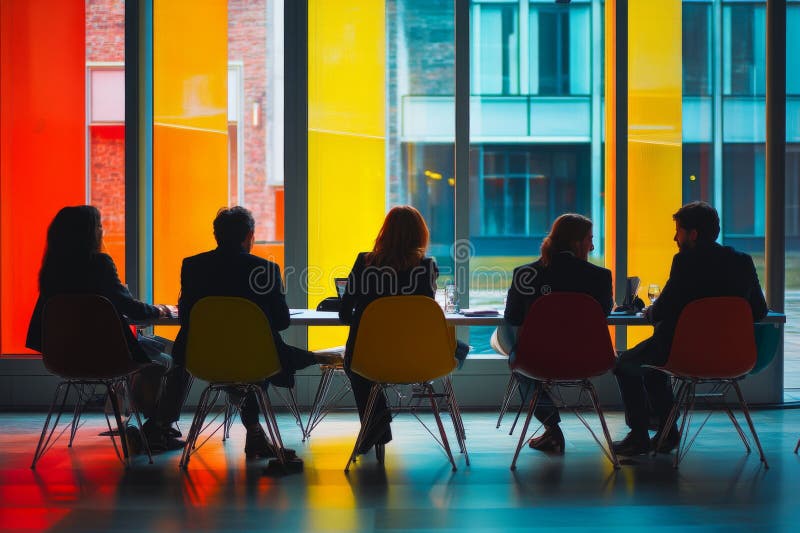 A Transformed Workspace Features Silhouettes of Professionals in a ...