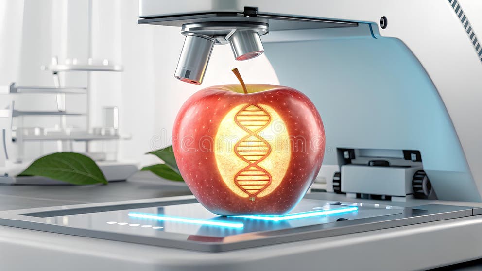 Image Showcases Red Apple Microscope, Symbolizing Biotechnology and ...