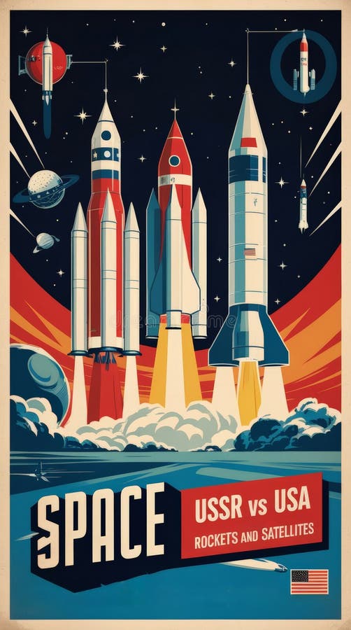 Cold War Space Race Iconic USSR Vs USA Rockets and Shuttles in Historic ...