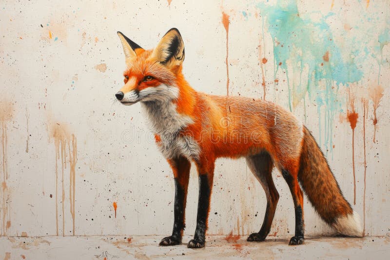The Image Showcases a Resplendent Red Fox Standing Elegantly Stock ...
