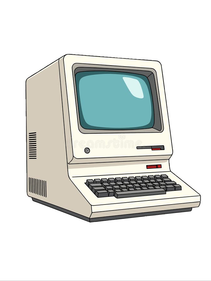 Retro Vintage Computer Classic Desktop Personal Technology Stock Vector ...