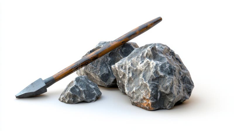 A Mining Scene Featuring Rocks and a Tool. the Image Captures the ...